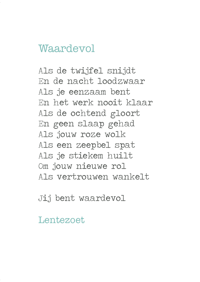 Gedicht Waardevol, gedicht over ouderschap - liefsvanlauren.nl